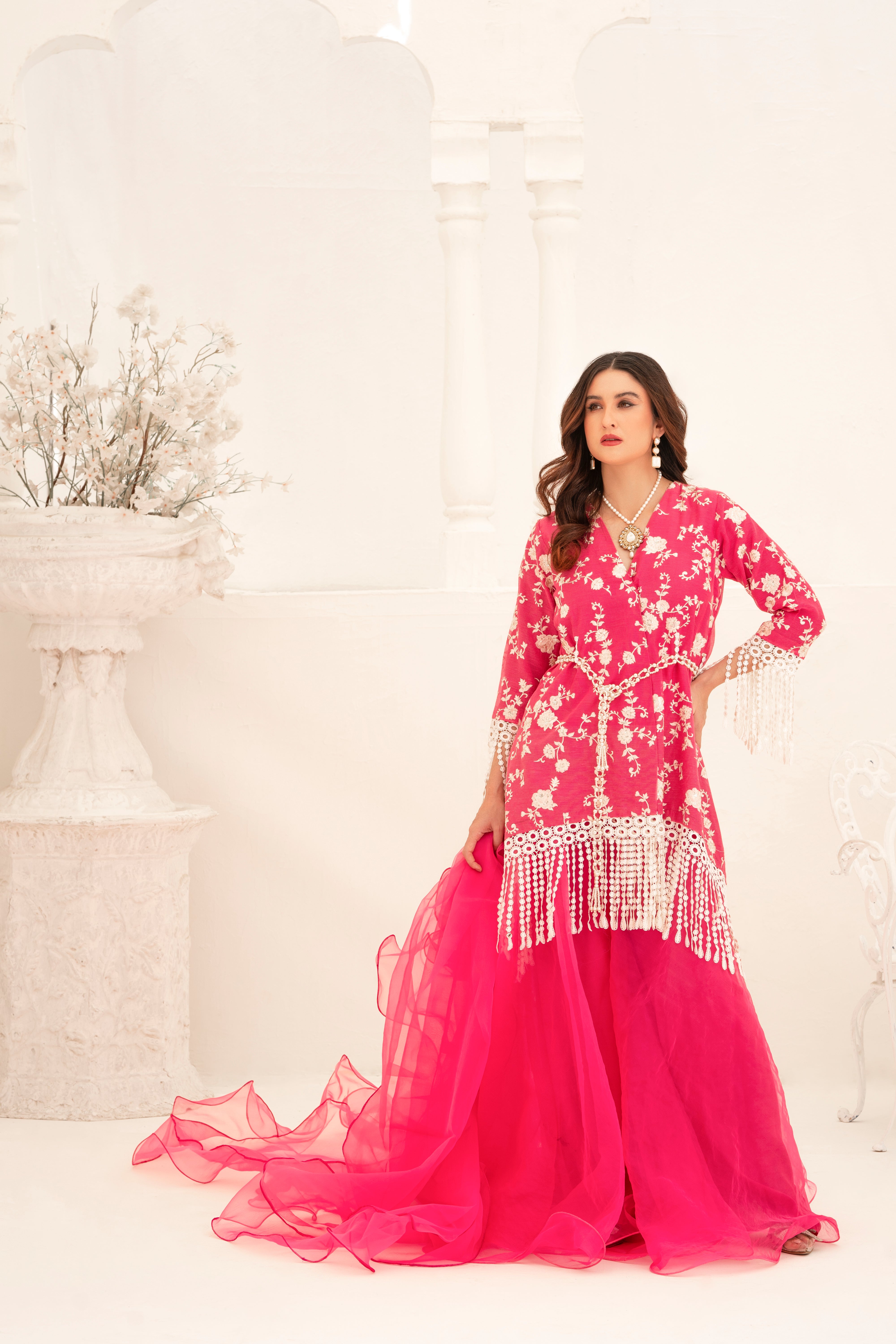 Bright Pink Wide Leg Shalwar Kameez – Zawa Boutique
